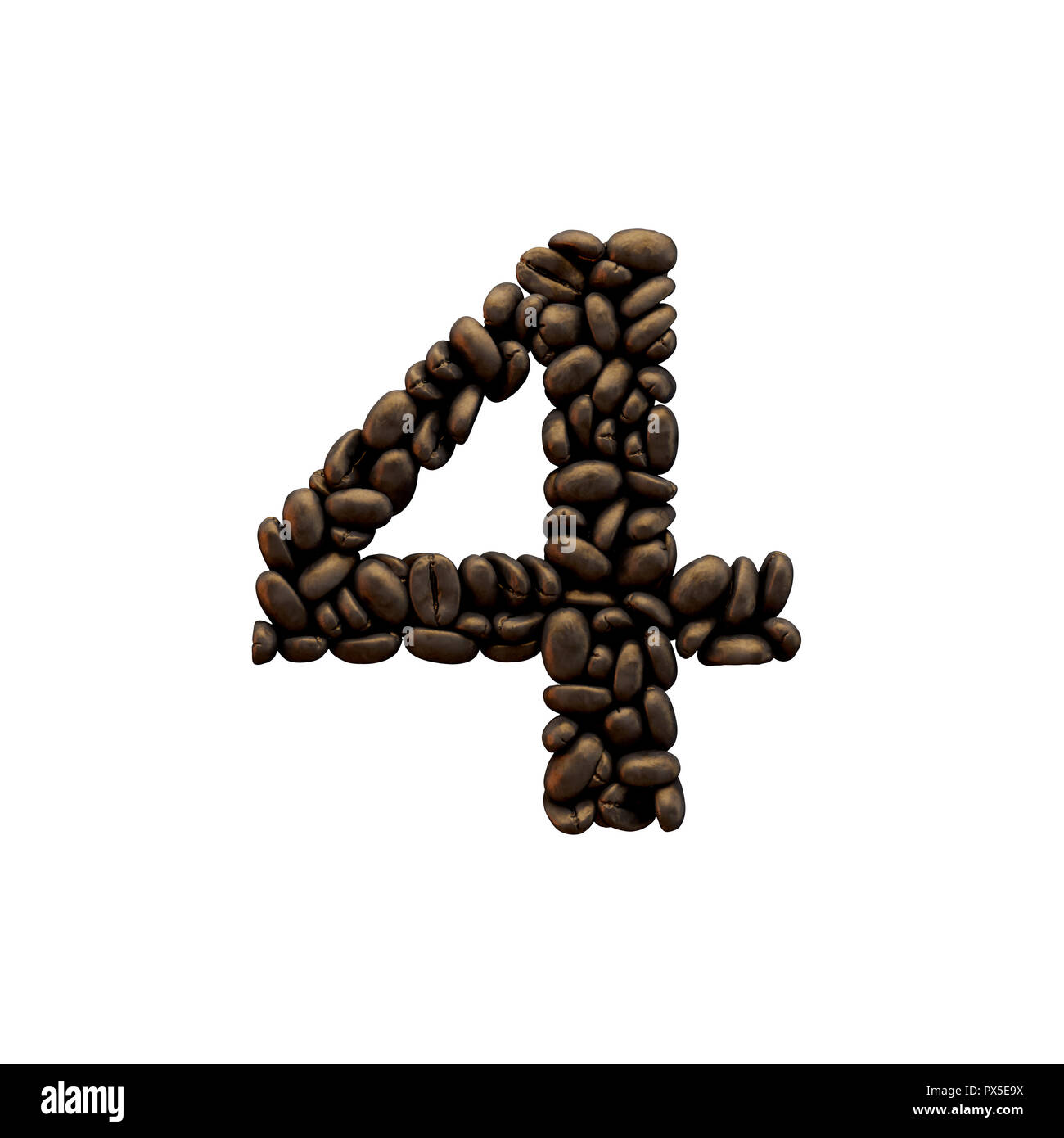 Number 4 coffee bean font lettering. 3D Rendering Stock Photo - Alamy