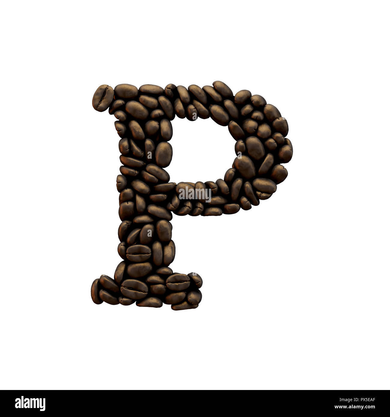 Letter P coffee bean alphabet lettering. 3D Rendering Stock Photo - Alamy