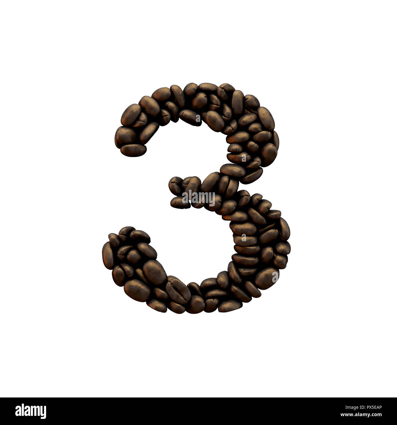 Number 3 coffee bean font lettering. 3D Rendering Stock Photo - Alamy