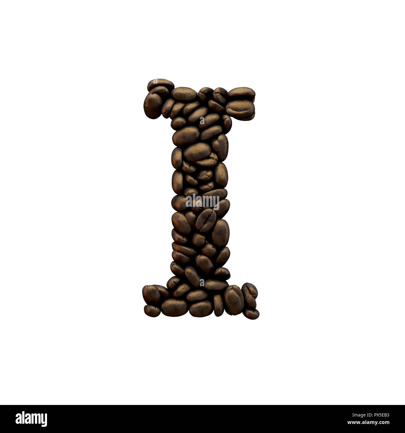 Letter I coffee bean alphabet lettering. 3D Rendering Stock Photo - Alamy