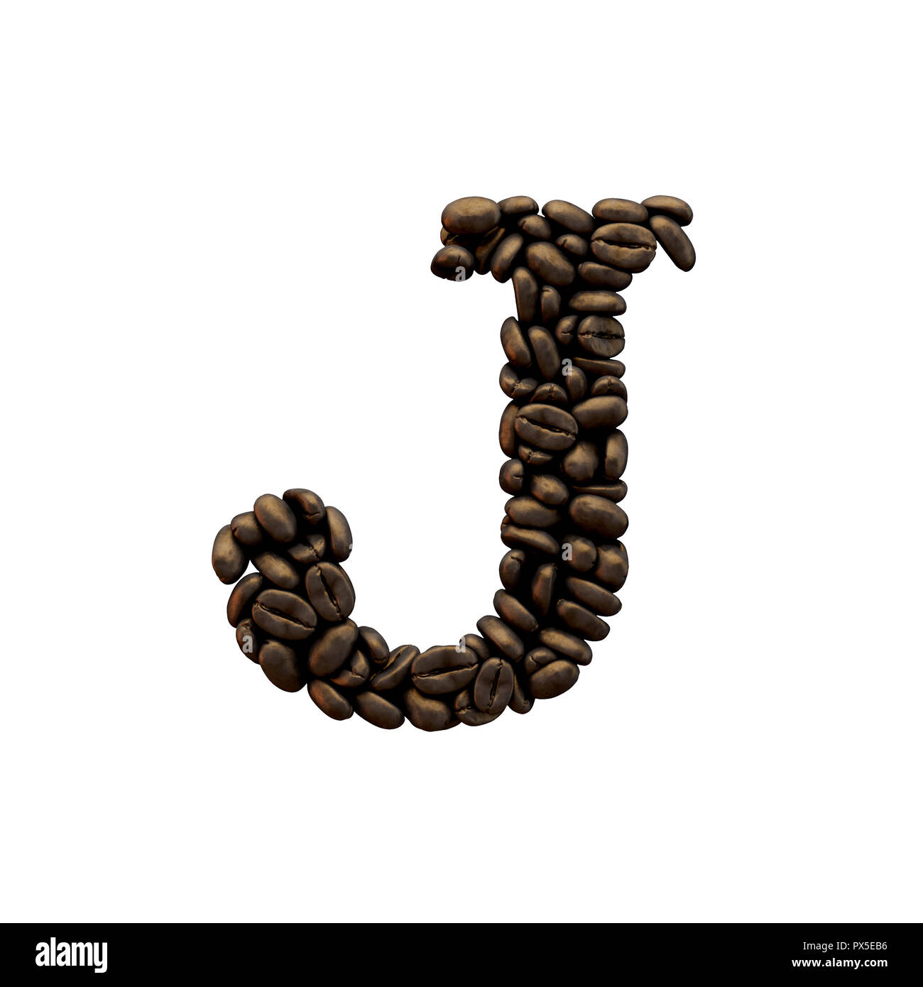 Letter J coffee bean alphabet lettering. 3D Rendering Stock Photo - Alamy