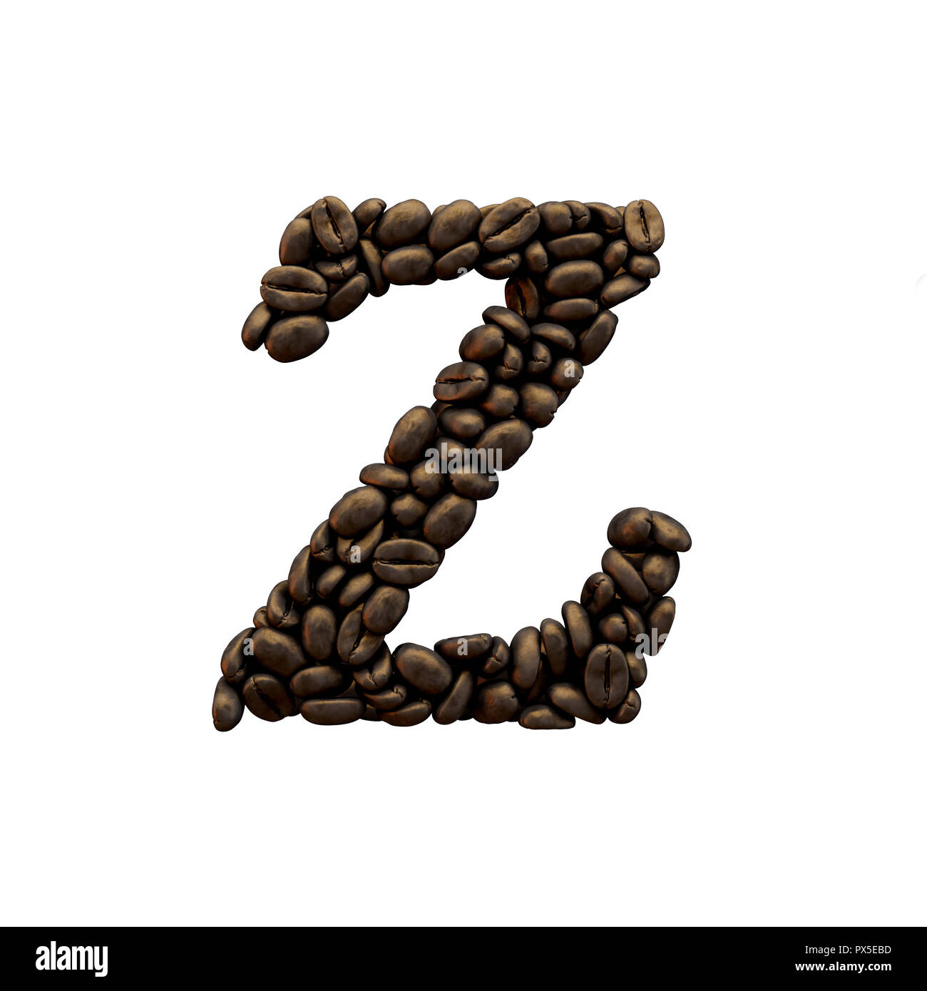 Letter Z coffee bean alphabet lettering. 3D Rendering Stock Photo - Alamy
