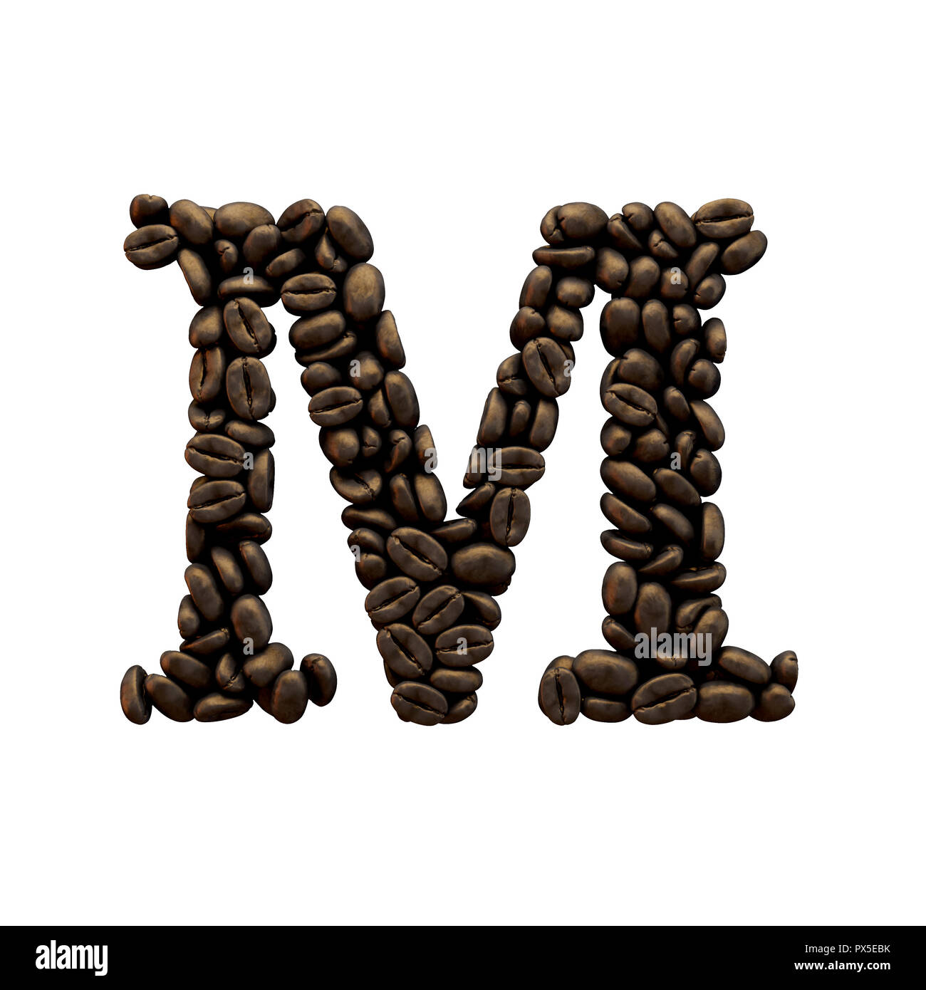 Letter M coffee bean alphabet lettering. 3D Rendering Stock Photo - Alamy