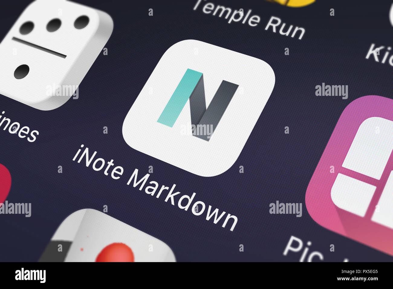 London, United Kingdom - October 19, 2018: The iNote Markdown mobile ...