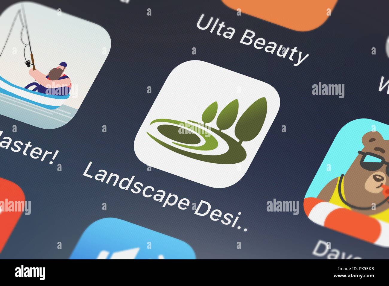 London, United Kingdom - October 19, 2018: Screenshot of the Landscape Design- home decor ...