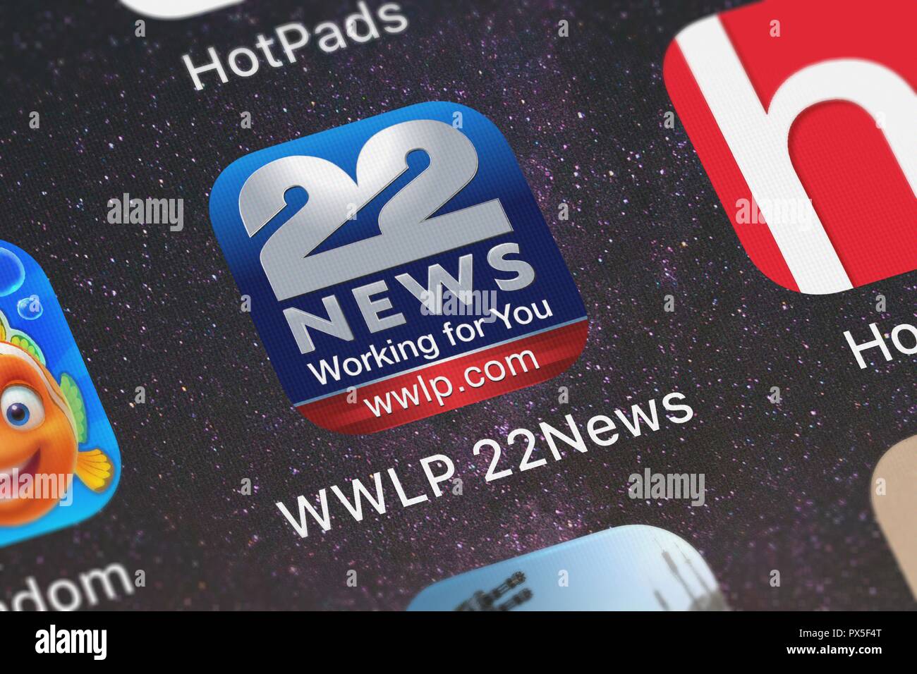 London, United Kingdom - October 19, 2018: The WWLP 22News ...