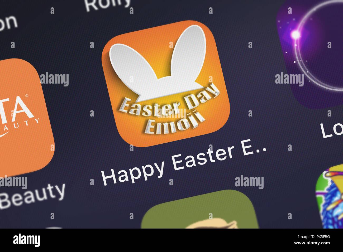 London, United Kingdom - October 19, 2018: Close-up shot of the Happy ...