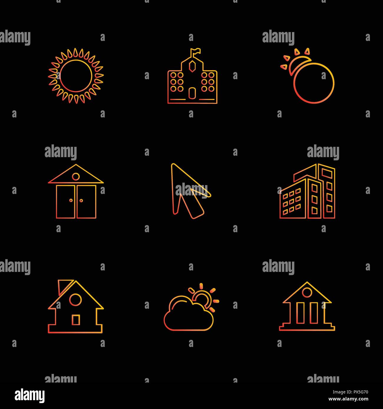 sun , school , buildings, pointer , arrow , ecology , sun , cloud ...