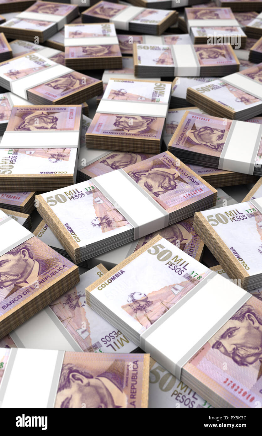 Stack of Colombian Pesos Close-up Stock Photo - Alamy