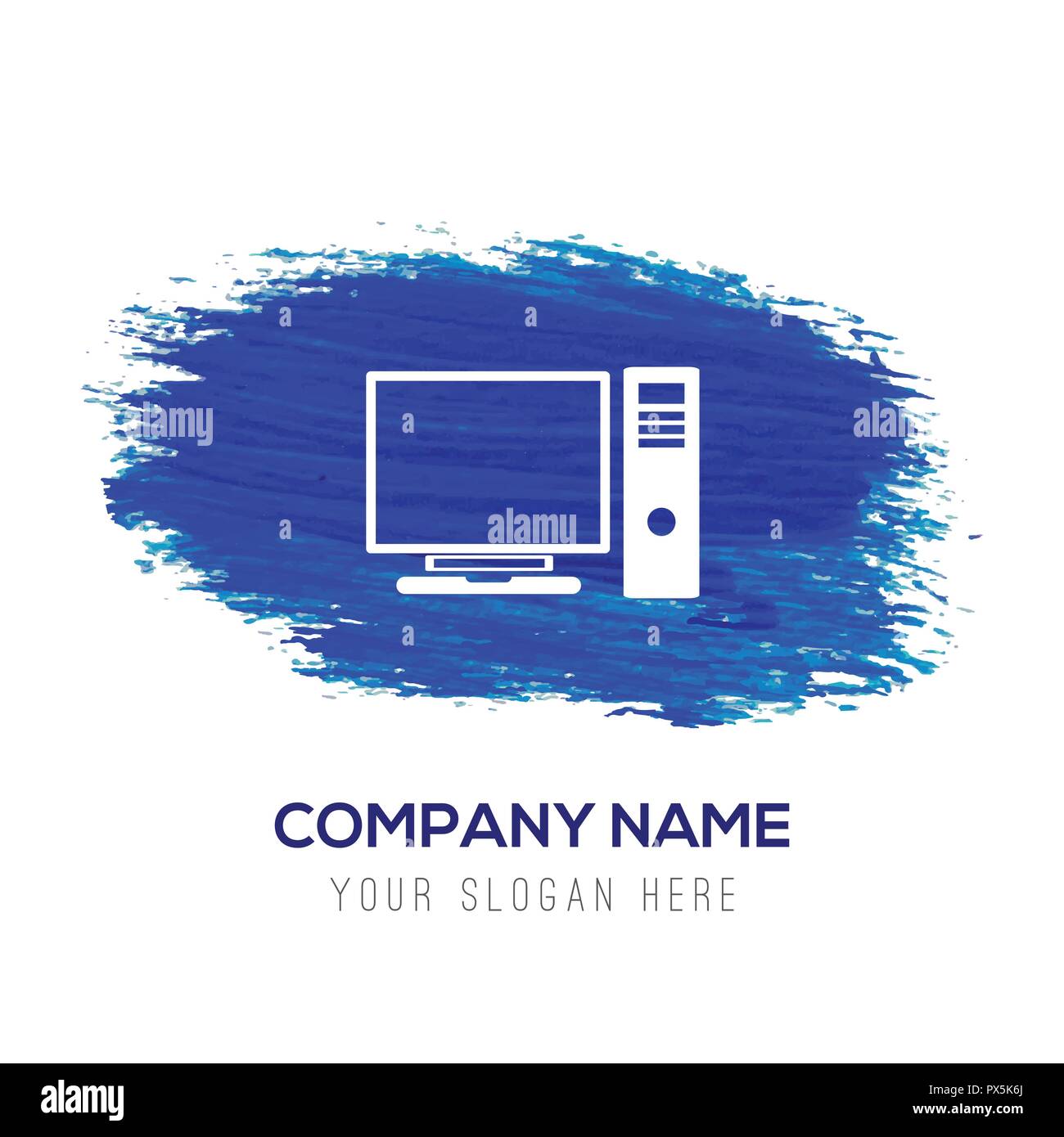 Computer System Icon - Blue watercolor background Stock Vector Image & Art - Alamy