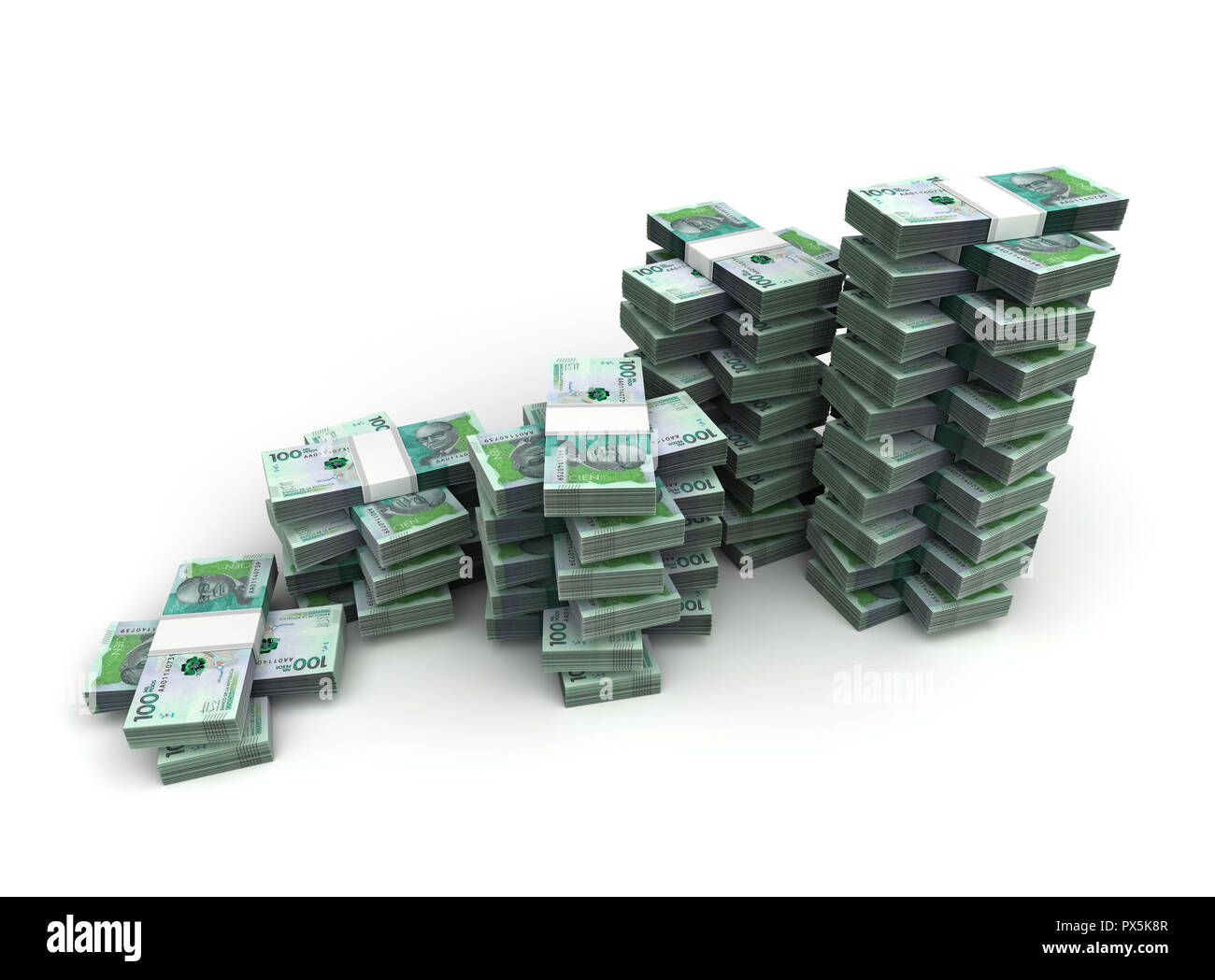 Stack of Colombian Pesos (isolated on white background Stock Photo - Alamy