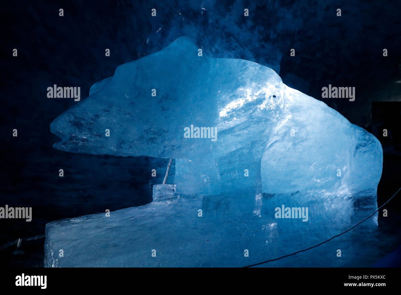 French Alps. Mont Blanc massif. Mer de Glace Glacier Ice Cave, Chamonix ...