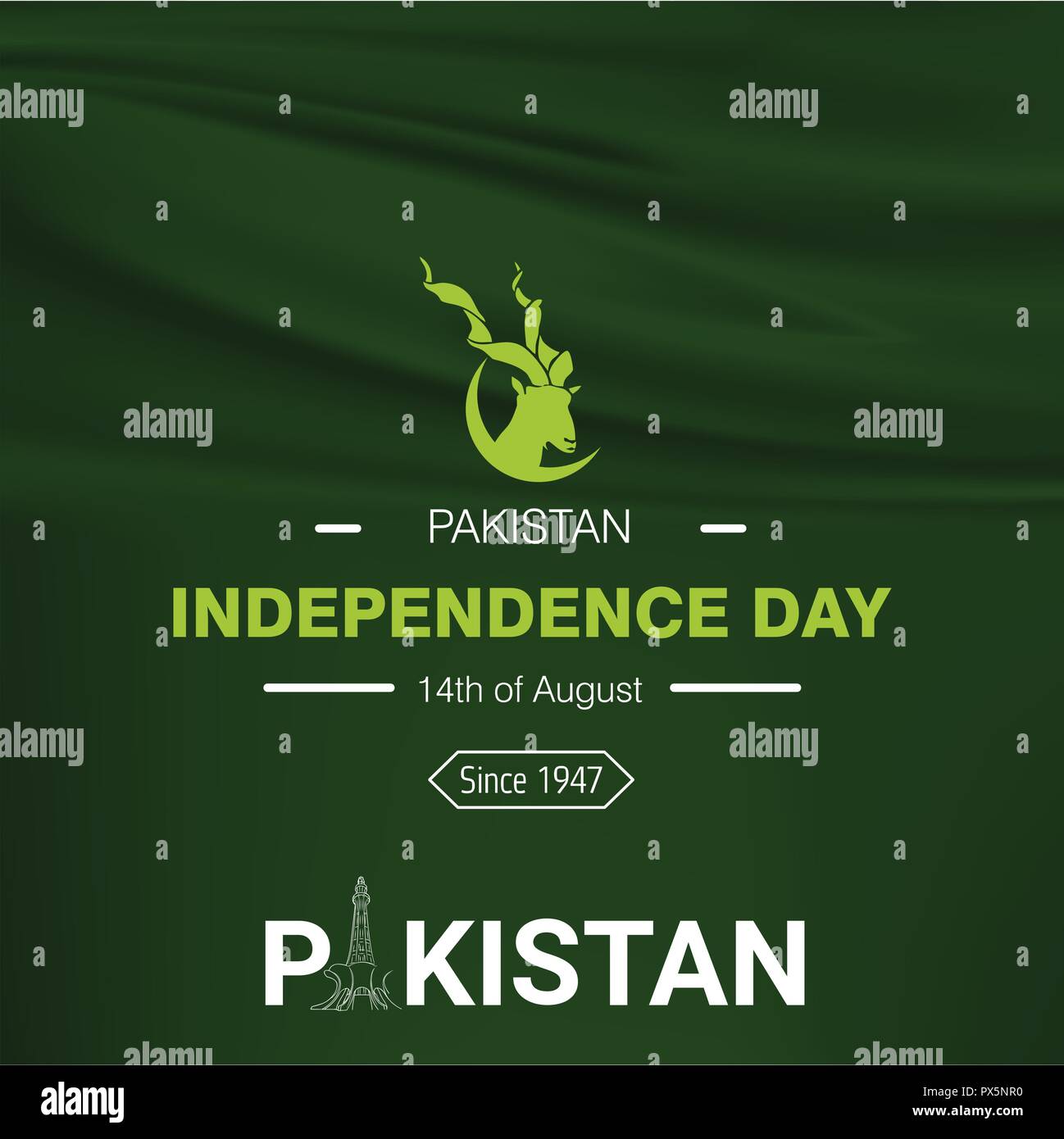 Paksitan Independence day card with green background vector Stock ...
