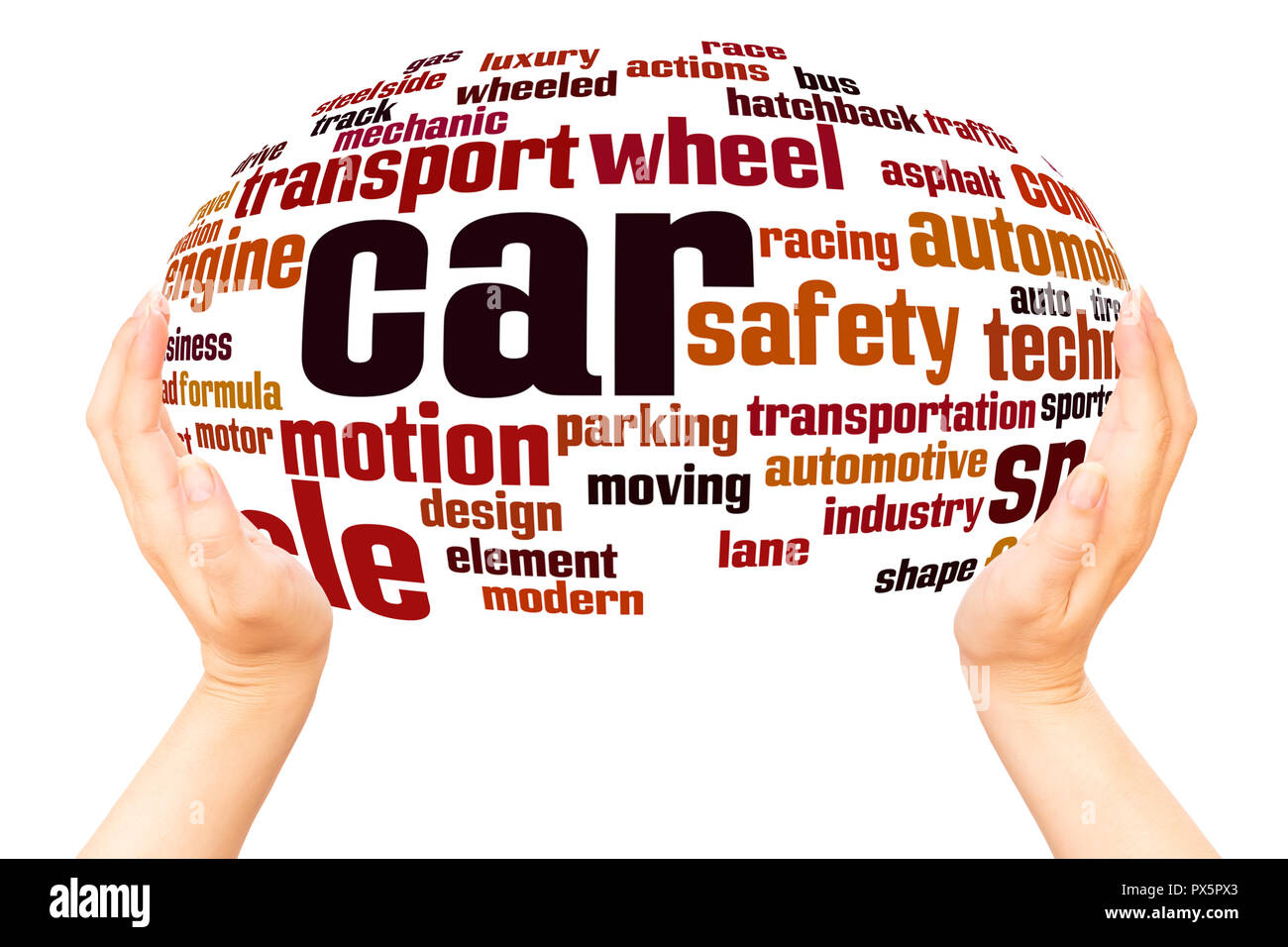 Car word cloud hand sphere concept on white background Stock Photo - Alamy