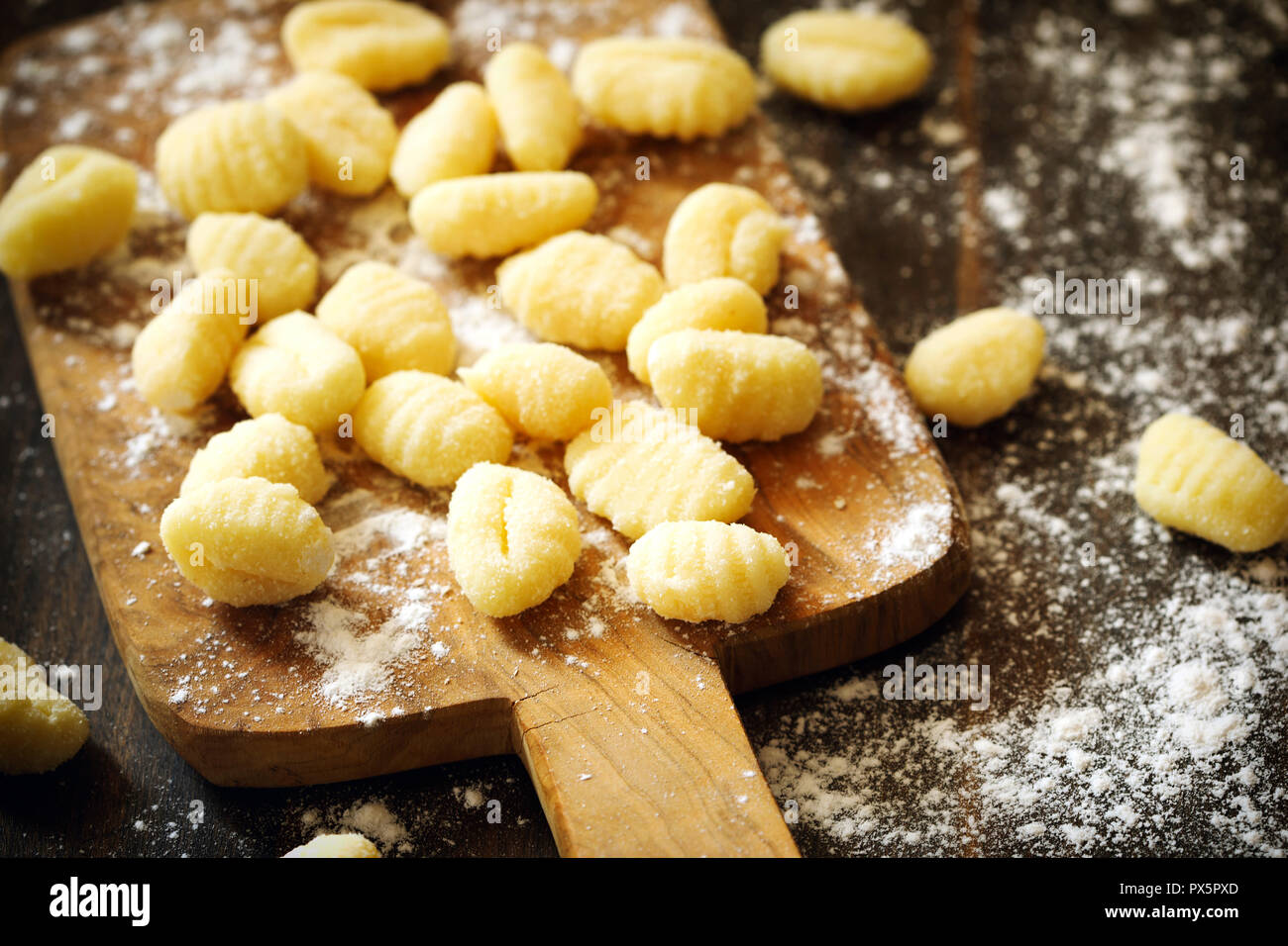 Uncooked homemade potato gnocchi Stock Photo - Alamy
