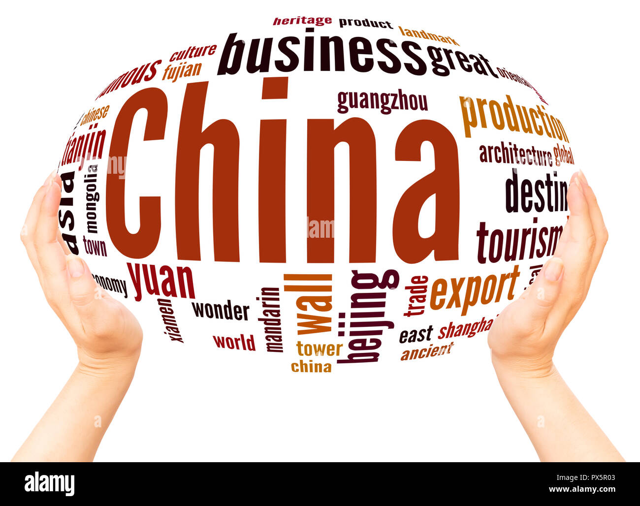 China word cloud hand sphere concept on white background Stock Photo ...