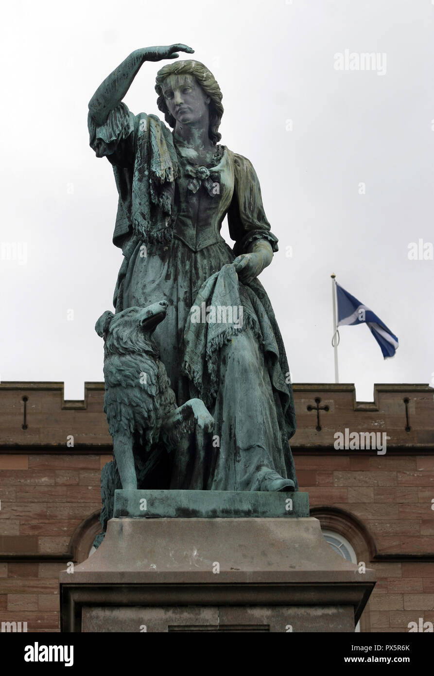 A statue of Flora MacDonald stands in front of Inverness Castle. She ...