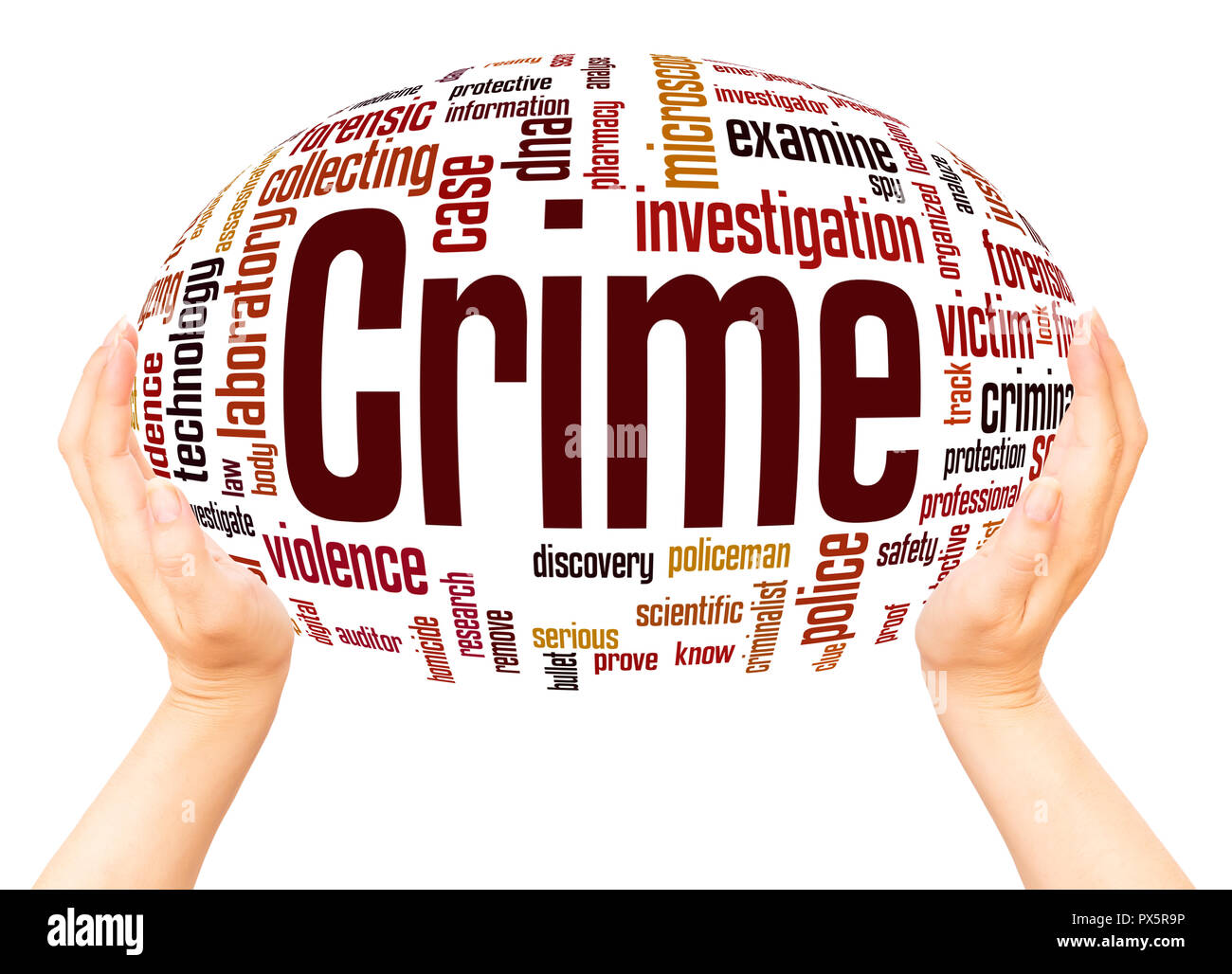 Crime word cloud hand sphere concept on white background Stock Photo ...