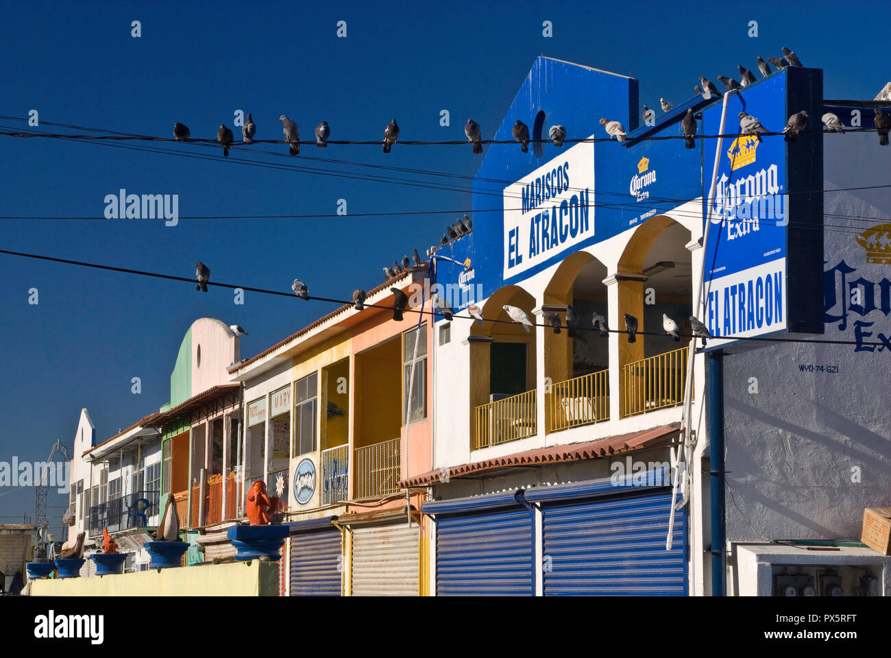 Shops shuttered in early morning at Mercado de Mariscos or Fish Market ...