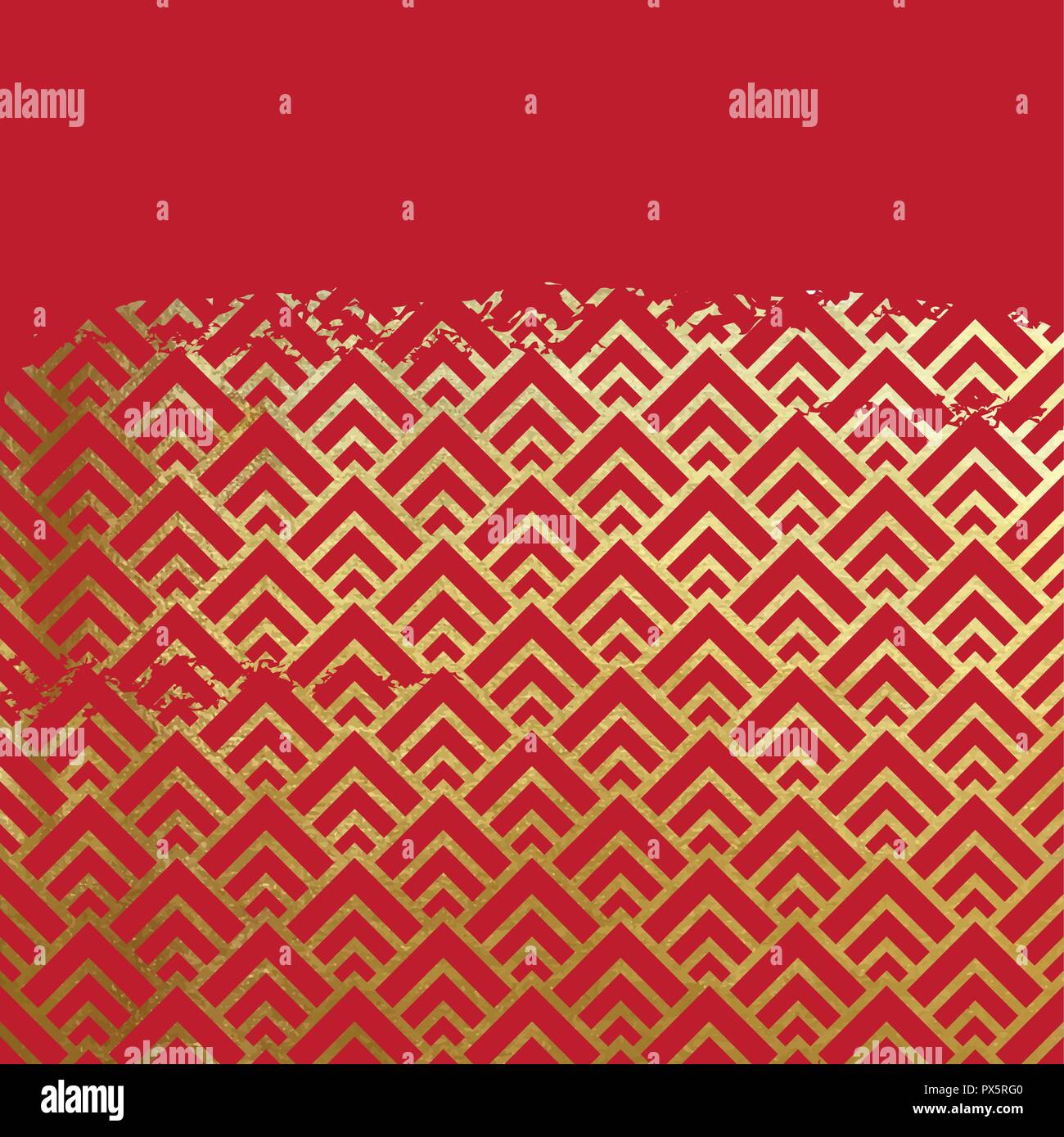 Oriental ancient geometric pattern grungy real golden paint metallic ...