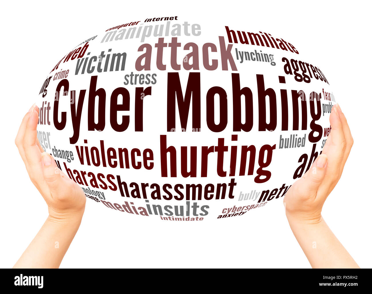 Cyber Mobbing word cloud hand sphere concept on white background Stock ...