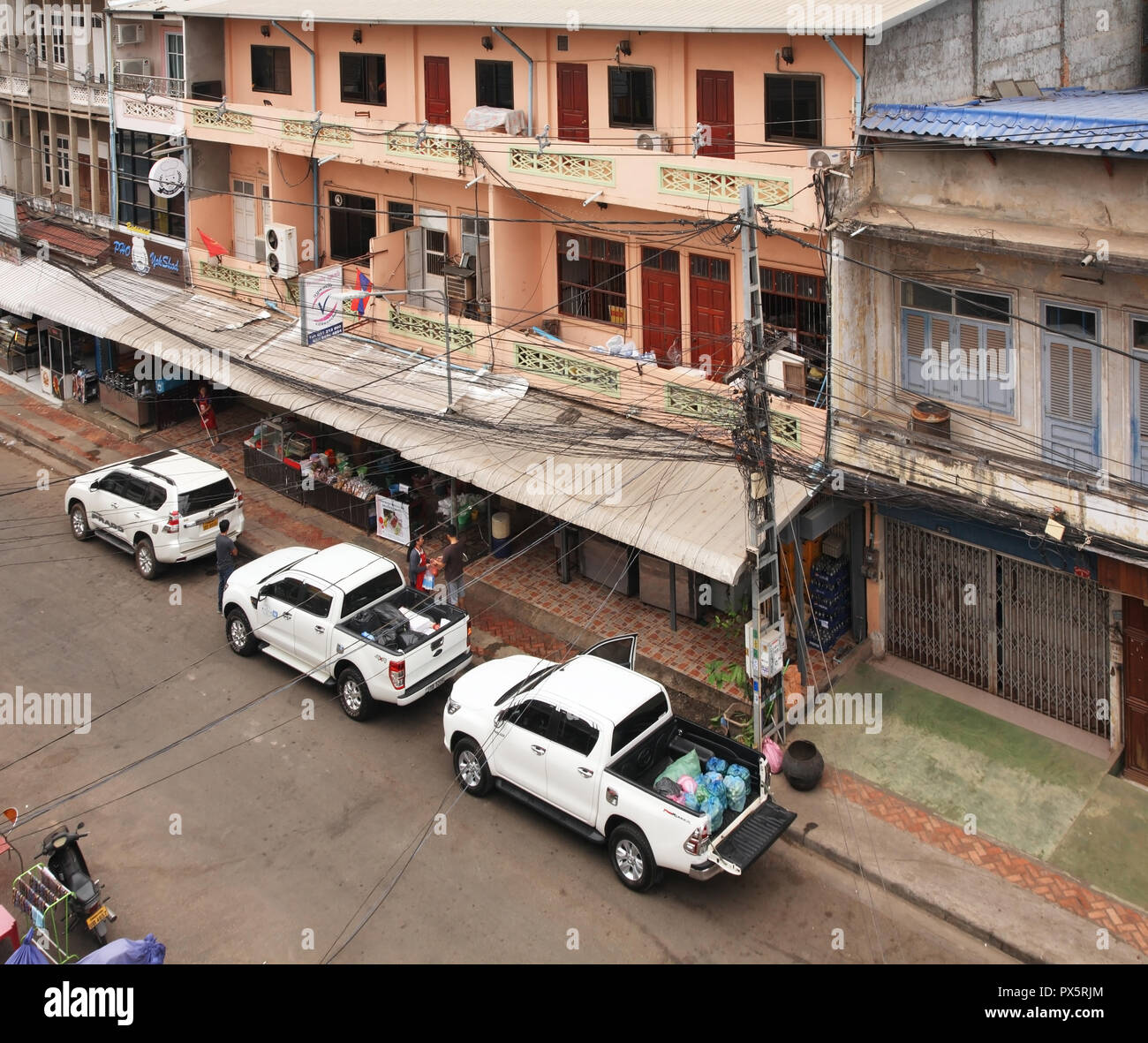 Typical street in Vientiane. Laos Stock Photo - Alamy
