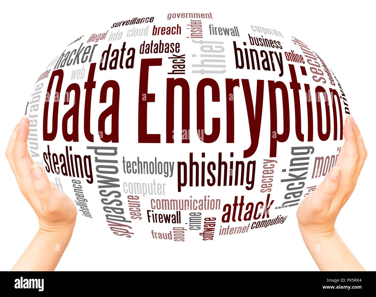 Data Encryption word cloud hand sphere concept on white background ...