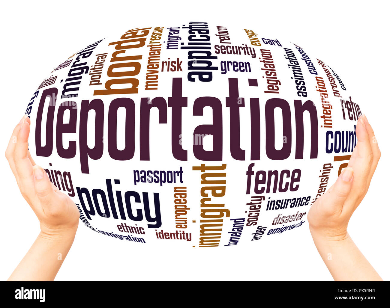 Deportation word cloud hand sphere concept on white background Stock ...