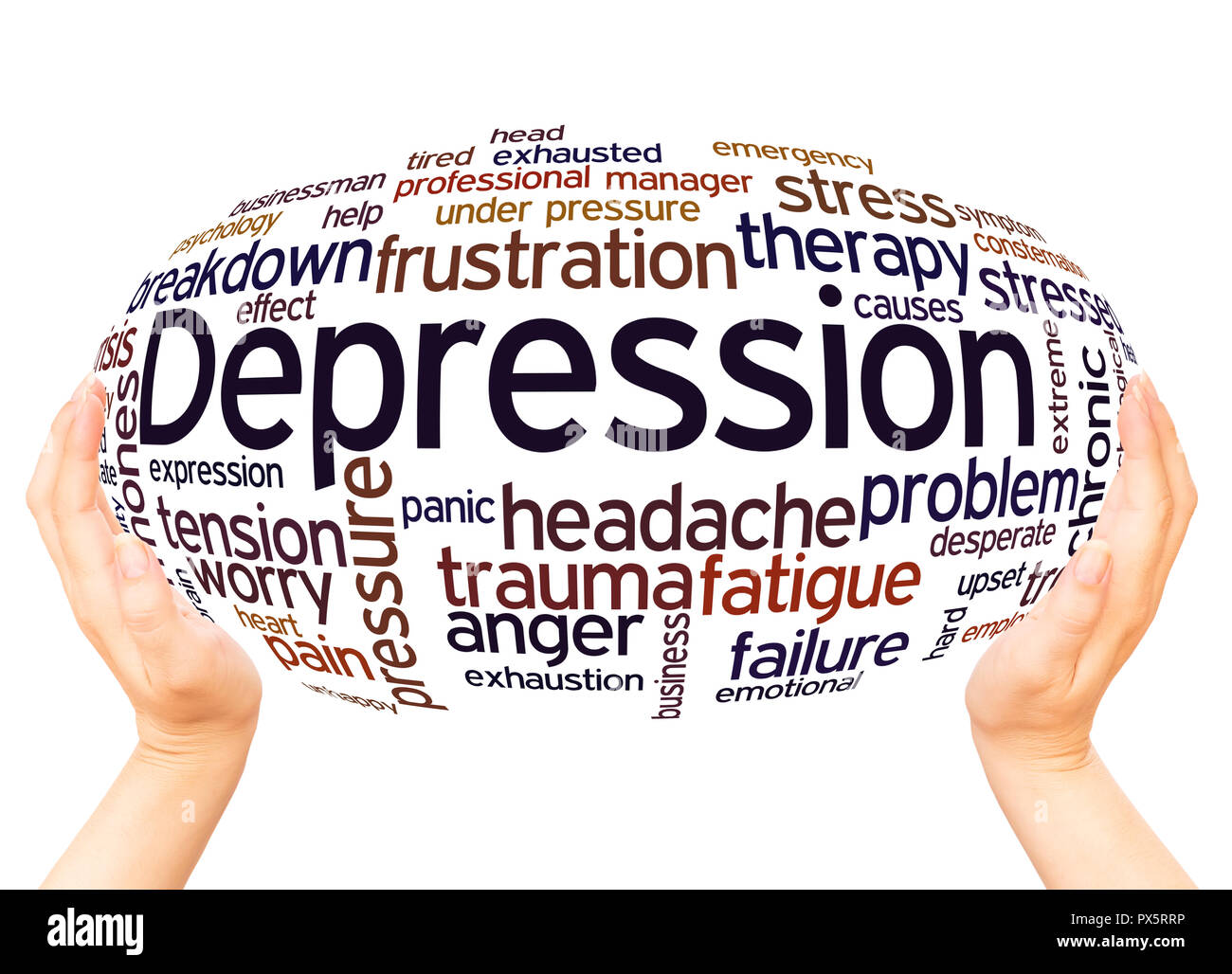 Depression word cloud hand sphere concept on white background Stock ...