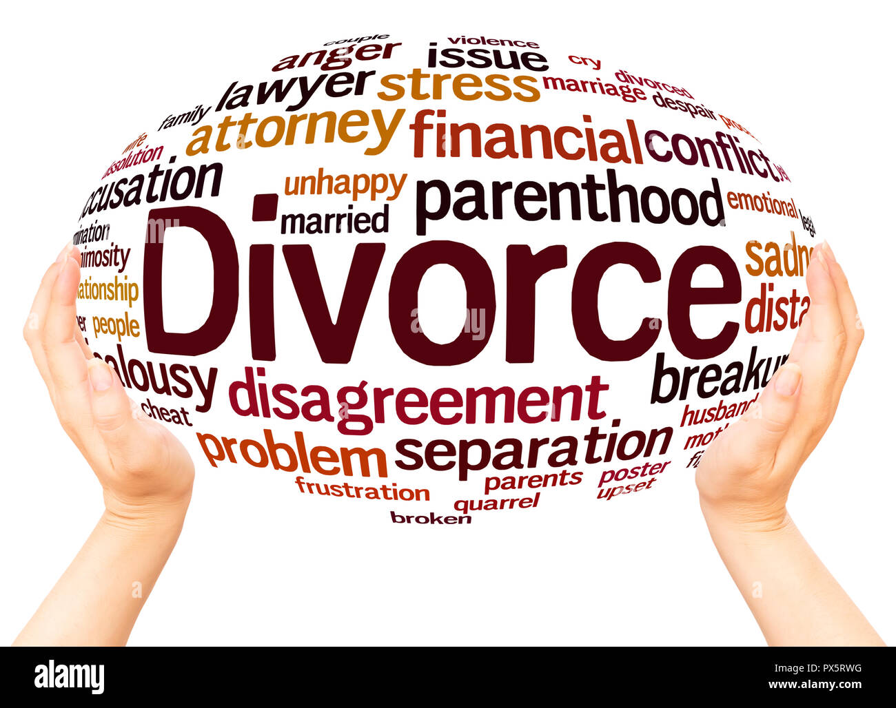 Divorce word cloud hand sphere concept on white background Stock Photo ...