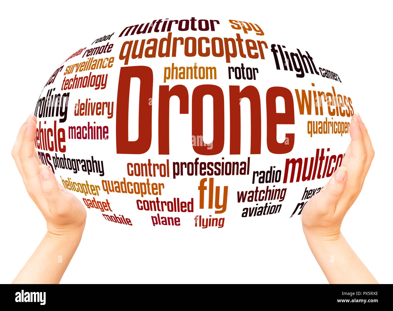 Drone word cloud hand sphere concept on white background Stock Photo ...