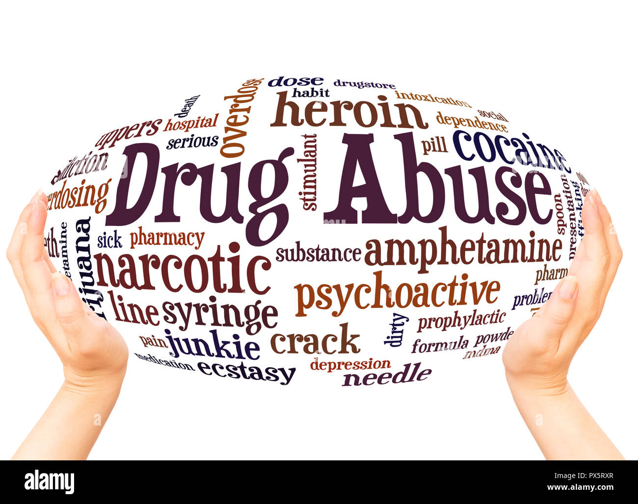 Drug Abuse word cloud hand sphere concept on white background Stock ...
