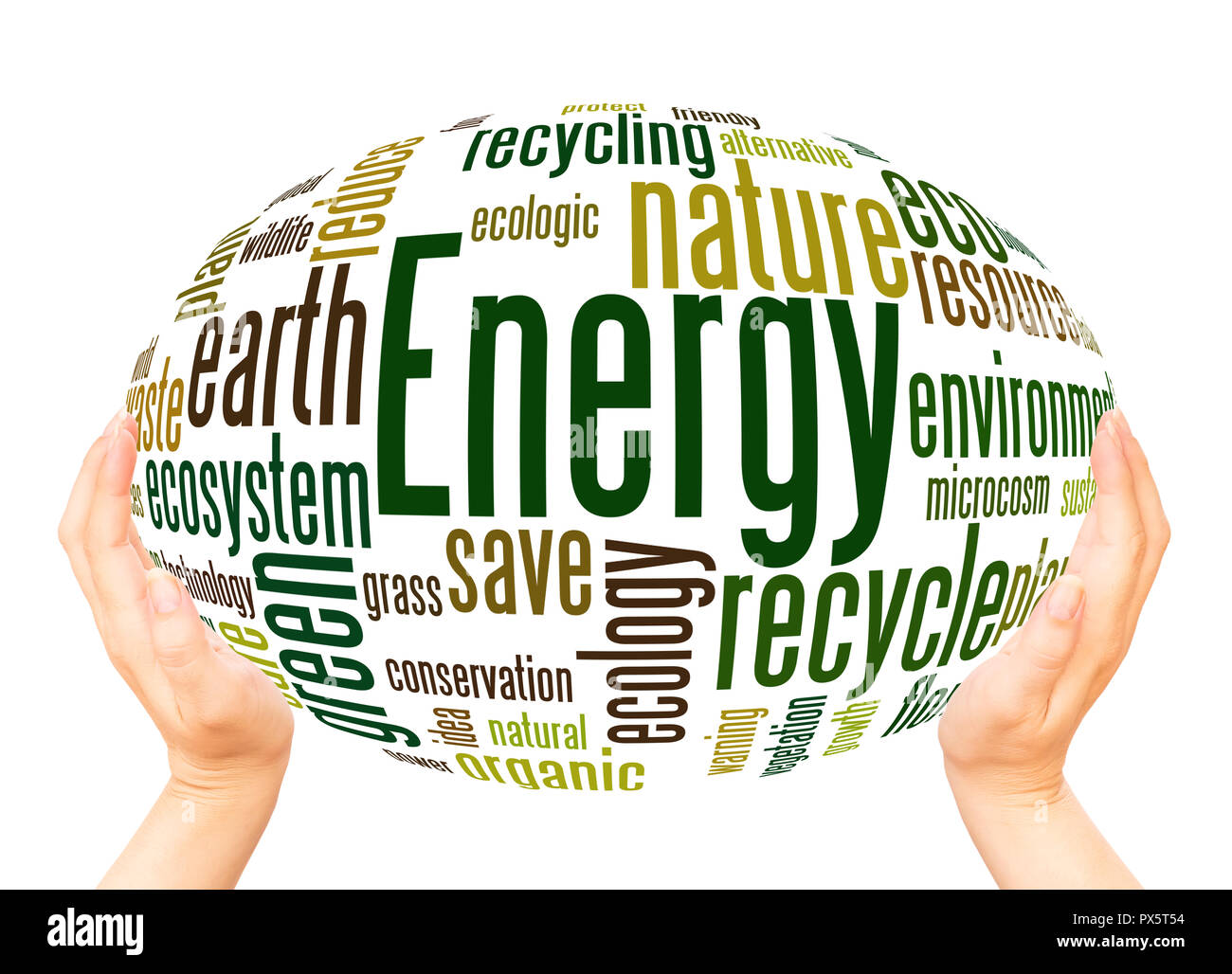Energy alternative word cloud hand sphere concept on white background ...