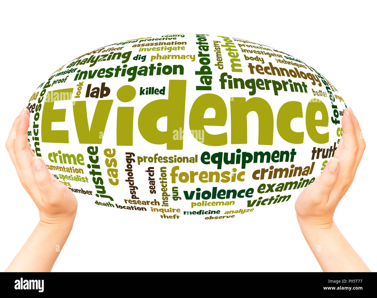 Evidence word cloud hand sphere concept on white background Stock Photo ...