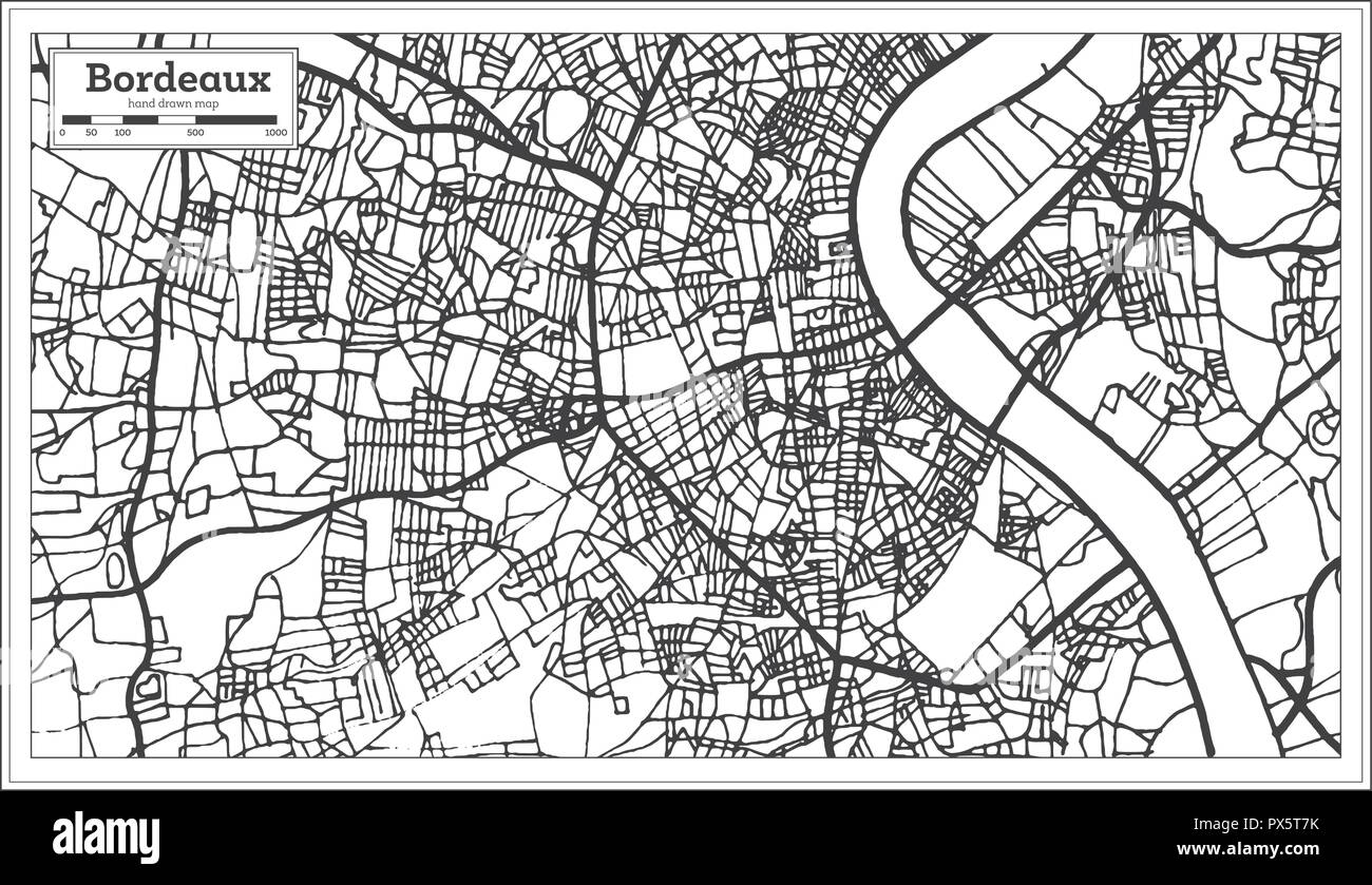 Bordeaux France City Map in Retro Style. Outline Map. Vector ...