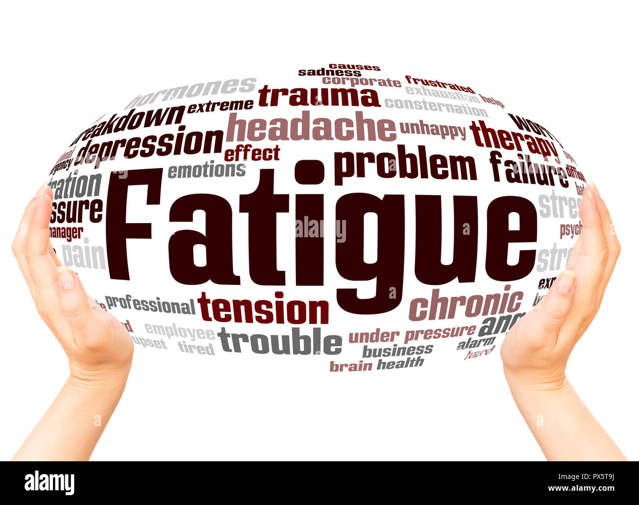 Fatigue word cloud hand sphere concept on white background Stock Photo ...