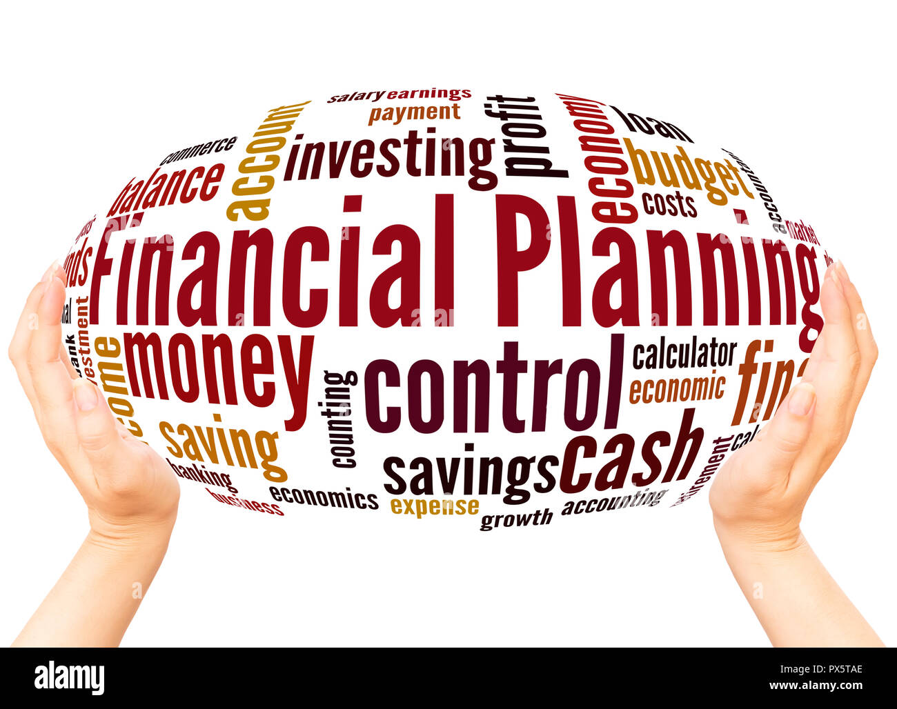 Financial Planning word cloud hand sphere concept on white background ...