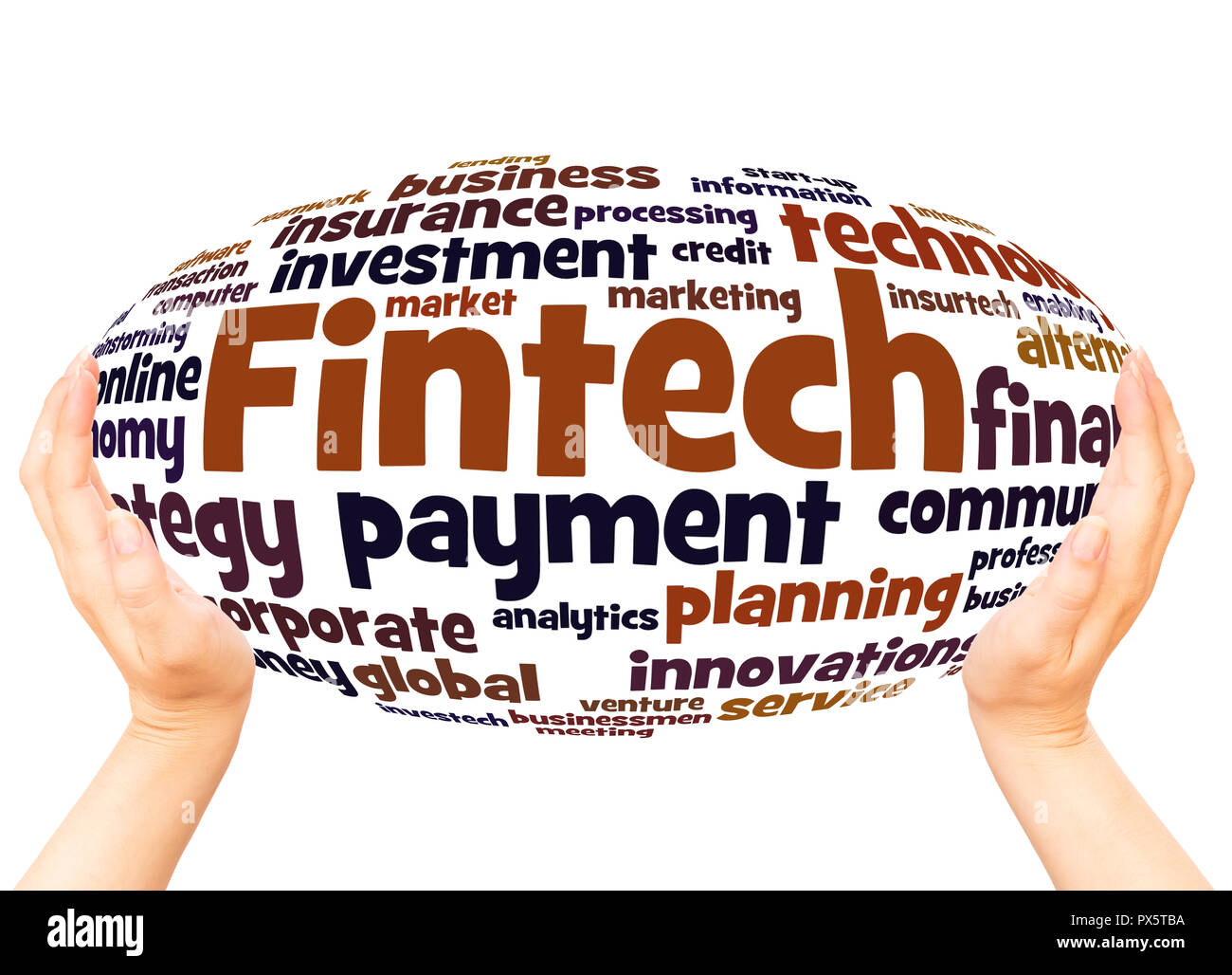 Fintech word cloud hand sphere concept on white background Stock Photo ...