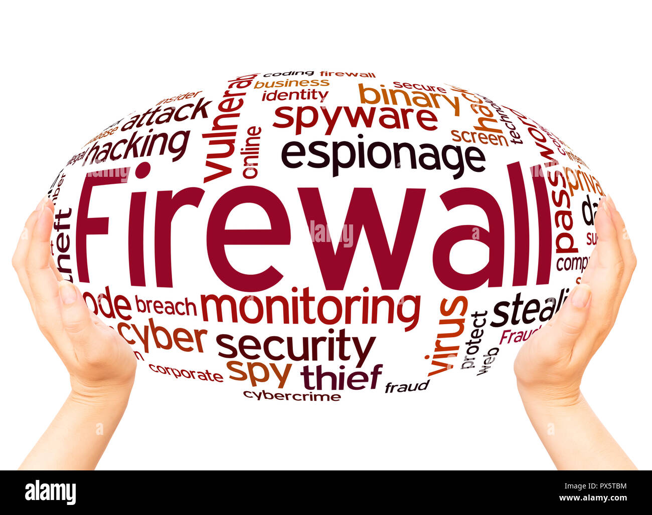 Firewall word cloud hand sphere concept on white background Stock Photo ...