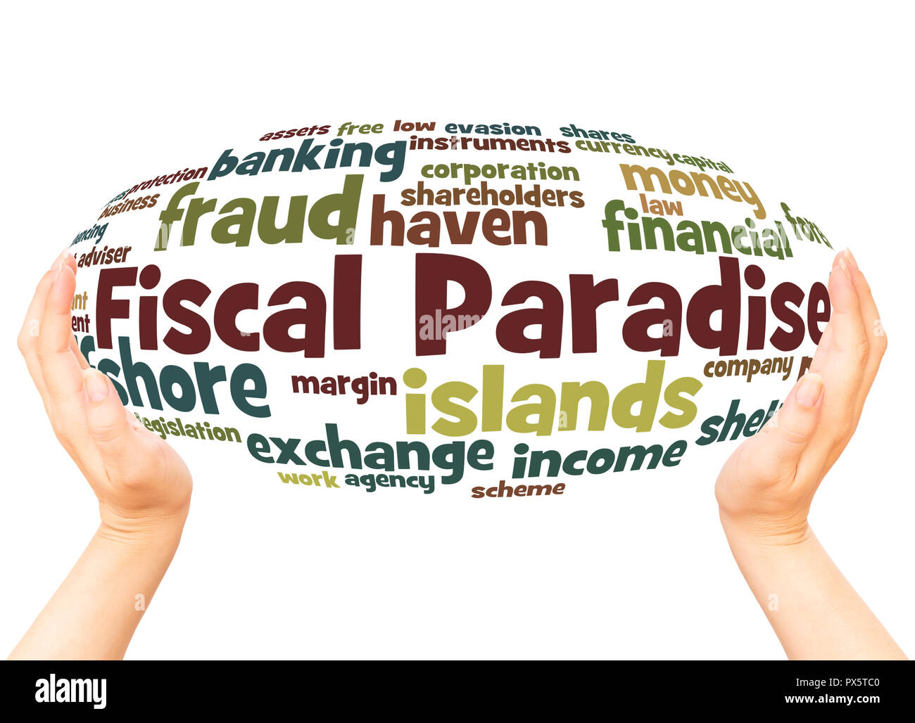Fiscal Paradise word cloud hand sphere concept on white background ...