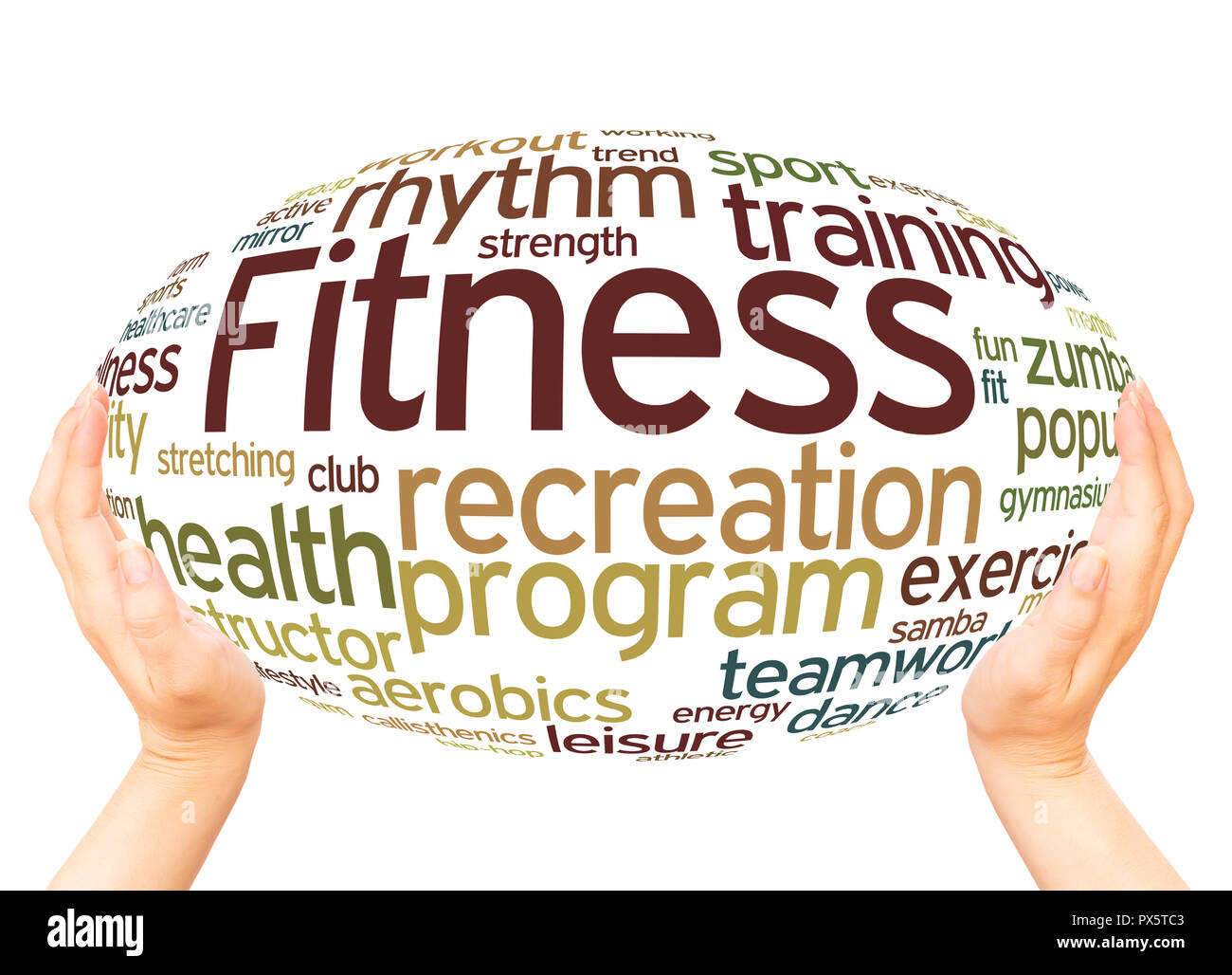 Fitness word cloud hand sphere concept on white background Stock Photo ...