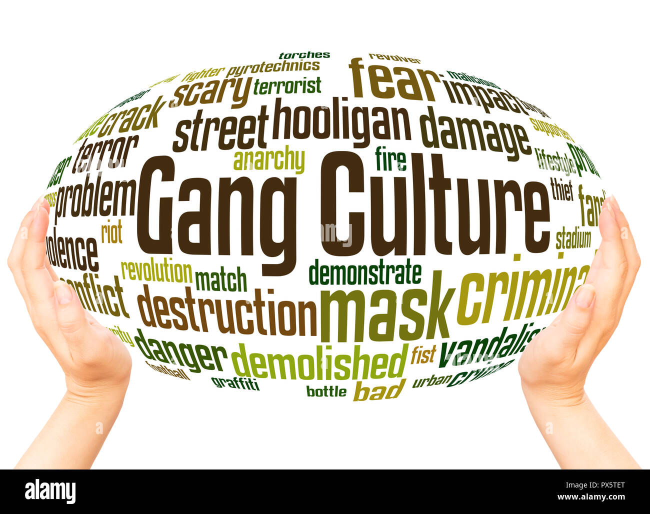 Gang Culture word cloud hand sphere concept on white background Stock ...