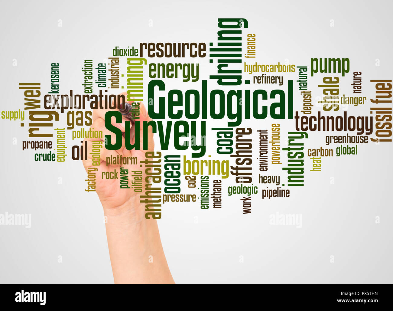 Geological Survey word cloud and hand with marker concept on white ...