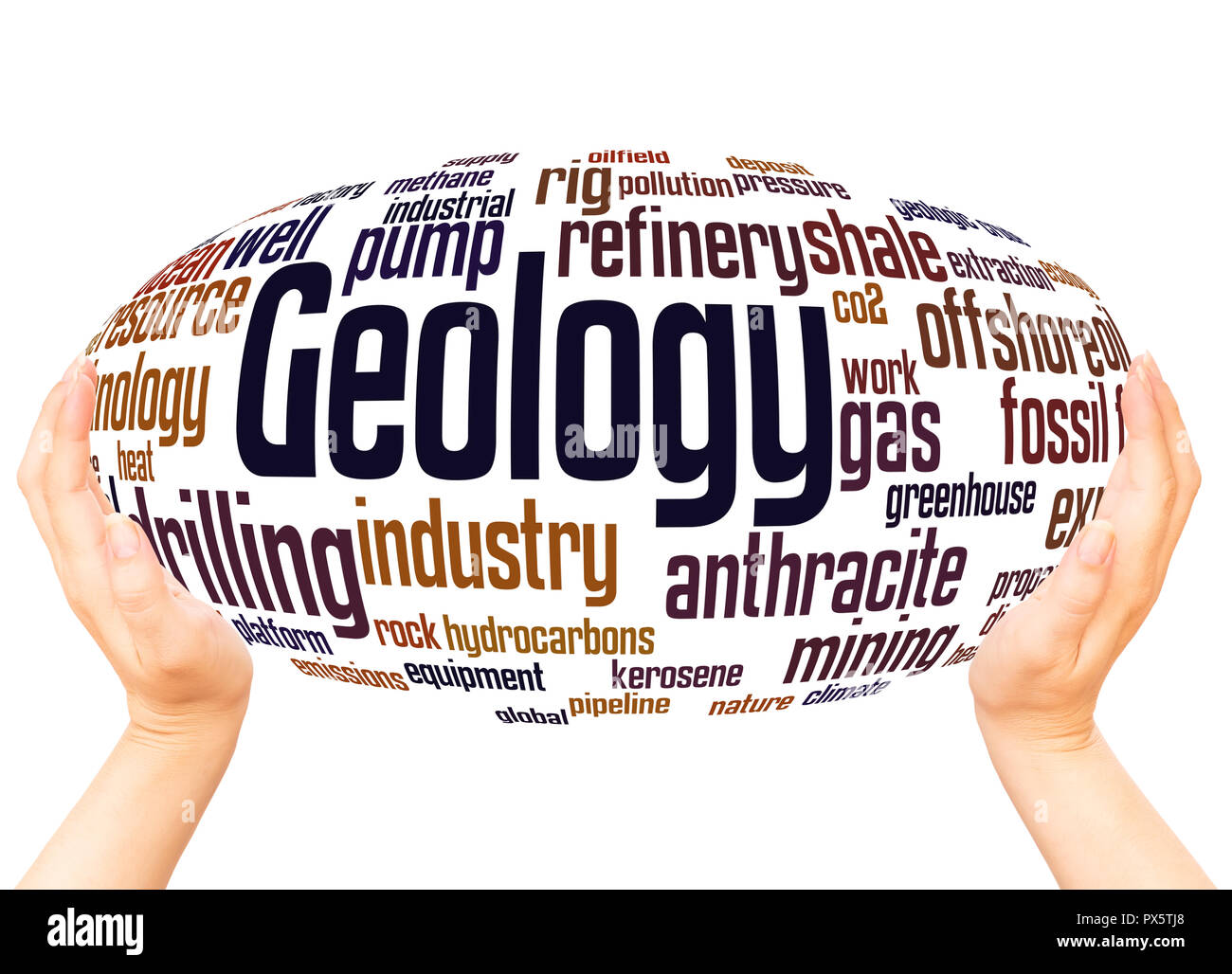 Geology word cloud hand sphere concept on white background Stock Photo ...