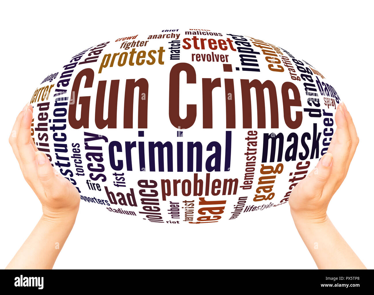 Gun Crime word cloud hand sphere concept on white background Stock ...
