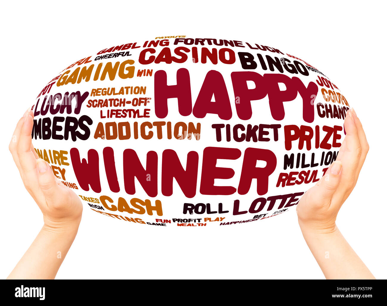 Happy Winner word cloud hand sphere concept on white background Stock ...