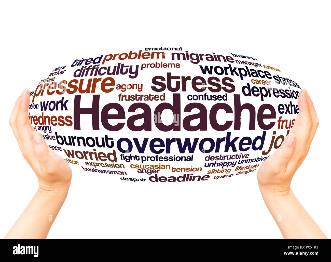 Headache word cloud hand sphere concept on white background Stock Photo ...
