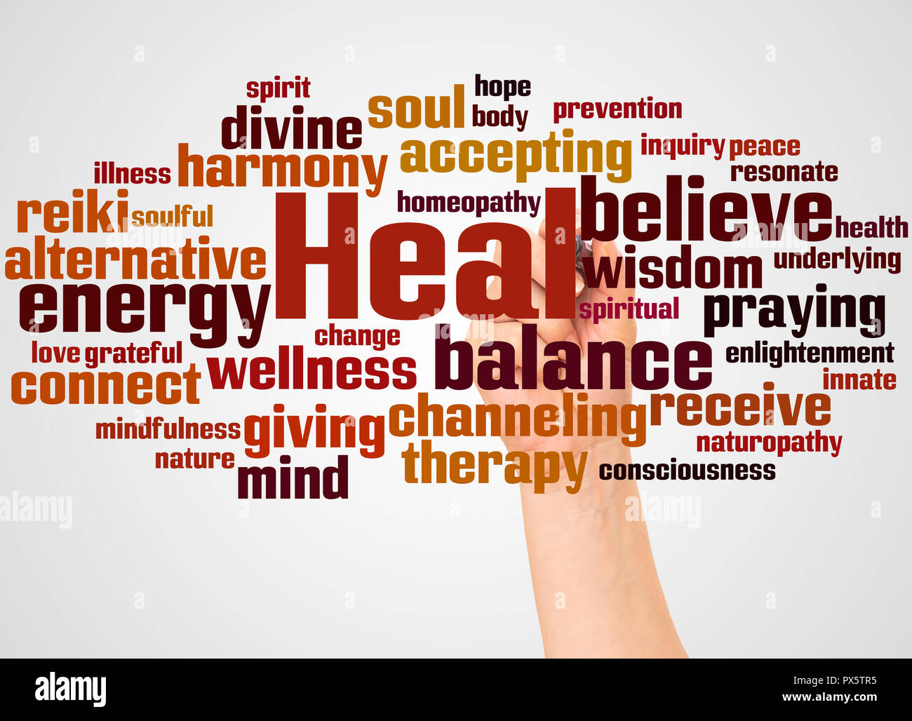 Heal word cloud and hand with marker concept on white background Stock ...