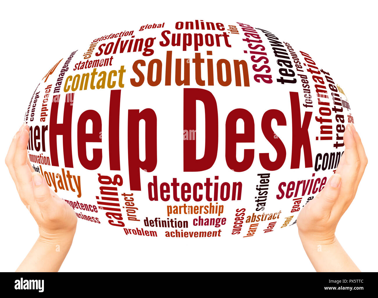 Help Desk word cloud sphere concept on white background Stock Photo - Alamy