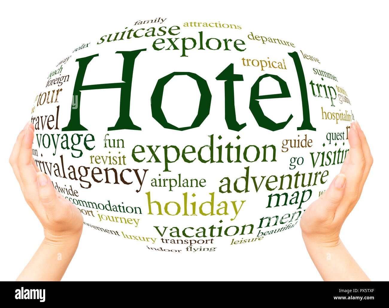 Hotel word cloud hand sphere concept on white background Stock Photo ...
